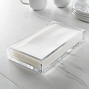 Huang Acrylic Clear Rectangle Paper Napkin Holder | For Dinner, Bathrooms, Hosting, Picnics, Weddings, Parties | Long Lasting Premium Acrylic Construction