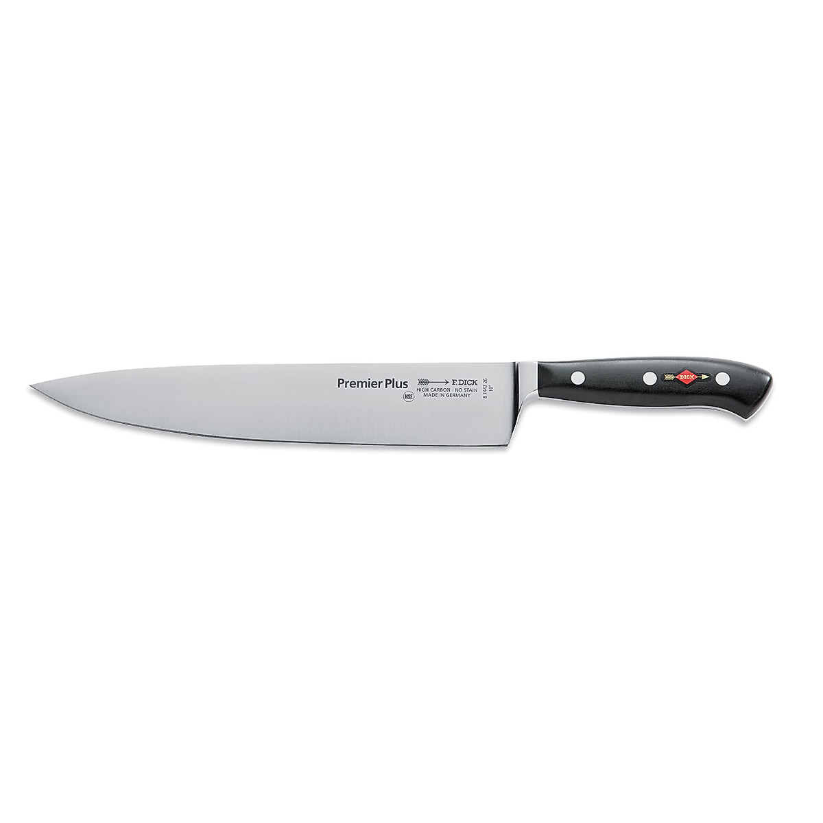 F. DICK – Premier Plus Chef Knife - Classic kitchen knife with 10.2" blade & 56 HRC - Ideal for meat & vegetables - Ultra sharp - Stainless steel - Ergonomic handle - High carbon - Made in Germany