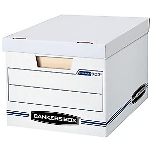 Bankers Box 703 Letter / Legal 10x12x15 Basic-Duty Storage & File Boxes w/ Lift-Off Lids (Pack of 10)