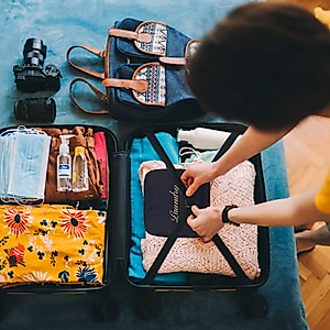 Travel Fanatics Soft Travel Laundry Bag with Zipper and Drawstring, Black, 21” x 22” – Keep Your Dirty Clothes Separate and Your Suitcase Organized – Expandable, Durable, and Foldable Laundry Bag