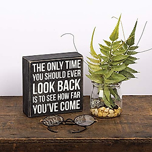 Primitives by Kathy Classic Box Sign, 5 x 5-Inches, Look Back