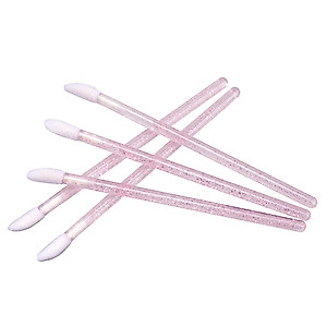 G2PLUS 300PCS Lip Brushes, Crystal Disposable Lip Brushes, Glitter Lip Gloss Applicators, Lipstick Gloss Wands Applicator Makeup Tool Kits for Lipstick and Lip Gloss (Pink)