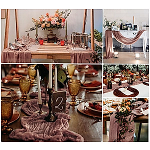 8 Pack Dusty Blush Cheesecloth Table Runner 10Ft Gauze Cheese Cloth 35x120 Inch Boho Table Runner Romantic Table Runner Long Table Cover for Wedding Bridal Shower Fall Thanksgiving Christmas Décor
