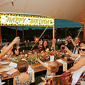 Ushinemi Sunflower Birthday Party Decorations, Sunflower Theme Happy Birthday Banner Decor, 9.8x1.6 Feet