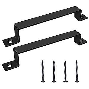 Riuog 2 Pcs 9.8 in Sliding Barn Door Handle Pull, Screen Door Pull, Black Iron Gate Handle Pull for Sliding Barn Doors Gates Garages Sheds (Rectangle, 9.8 in)
