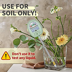 Soil Moisture Meter,4-in-1 Soil Ph Meter, Soil Tester for Moisture, Light,Nutrients, pH,Plant Care Tools, Great for Garden, Lawn, Farm, Indoor & Outdoor Use (No Battery Required)