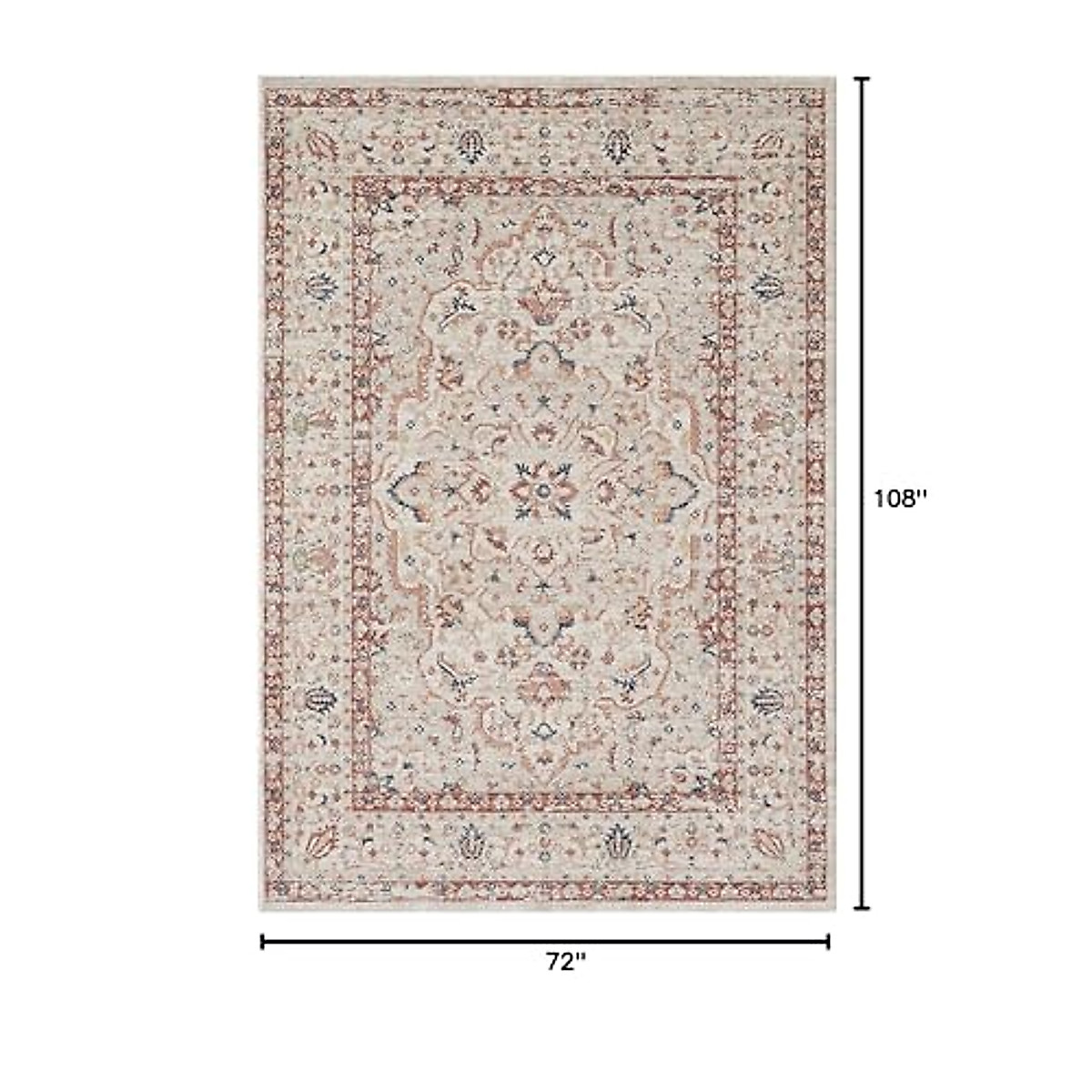 Abani Rugs Vintage 6' x 9' Diamond Medallion Area Rug - Babylon Collection Beige & Red Traditional Style Turkish Accent Rug