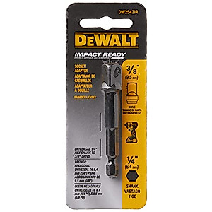 DEWALT Socket Adapter, Hex Shank, Impact Ready, 1/4-Inch to 3/8-Inch (DW2542IR)