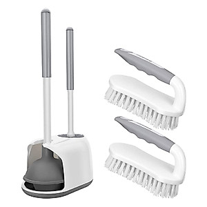 SetSail Toilet Brush and Plunger Set for Bathroom Cleaning & SetSail Scrub Brush, 2 Pcs Heavy-Duty Scrub Brushes for Cleaning