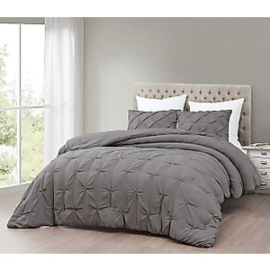 SupraSoft Estellar Comforter Set Pinch Pleat | Grey | King