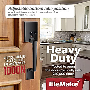 Front Door Handle, Front Entry Door Lock with Knob Zinc Alloy Waterproof IP65 Half Handleset for Right & Left Sided Doors, Black