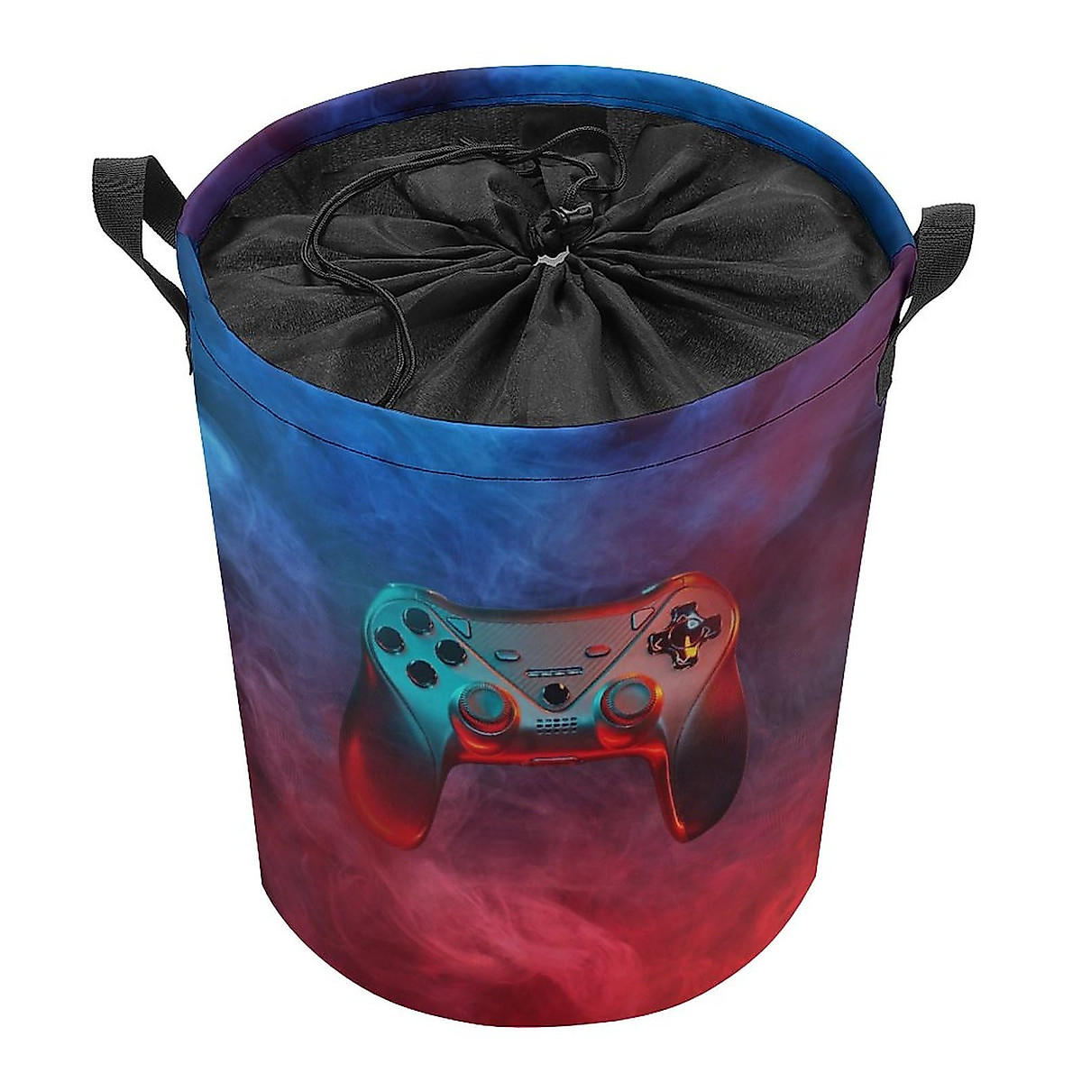 Teens Gamepad Kids Laundry Basket Modern Red Blue Mist Gamepad Video Game for Bathroom Storage College Dorm Family One Size
