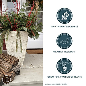 The HC Companies 16 Inch Tall Tahoe Square Planter - Premium Decorative Planter Made from Crushed Stone Resin for Indoor Outdoor Use, Slate