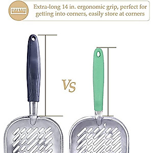 SNUGENS Cat Litter Scoop, Extra Large Aluminum Alloy Sifter, Deep Shovel Poop Sifting with Long Handle, Pooper Lifter Works with All Type of Cat Litter, Metal Kitty Litter Scooper for Litter Box