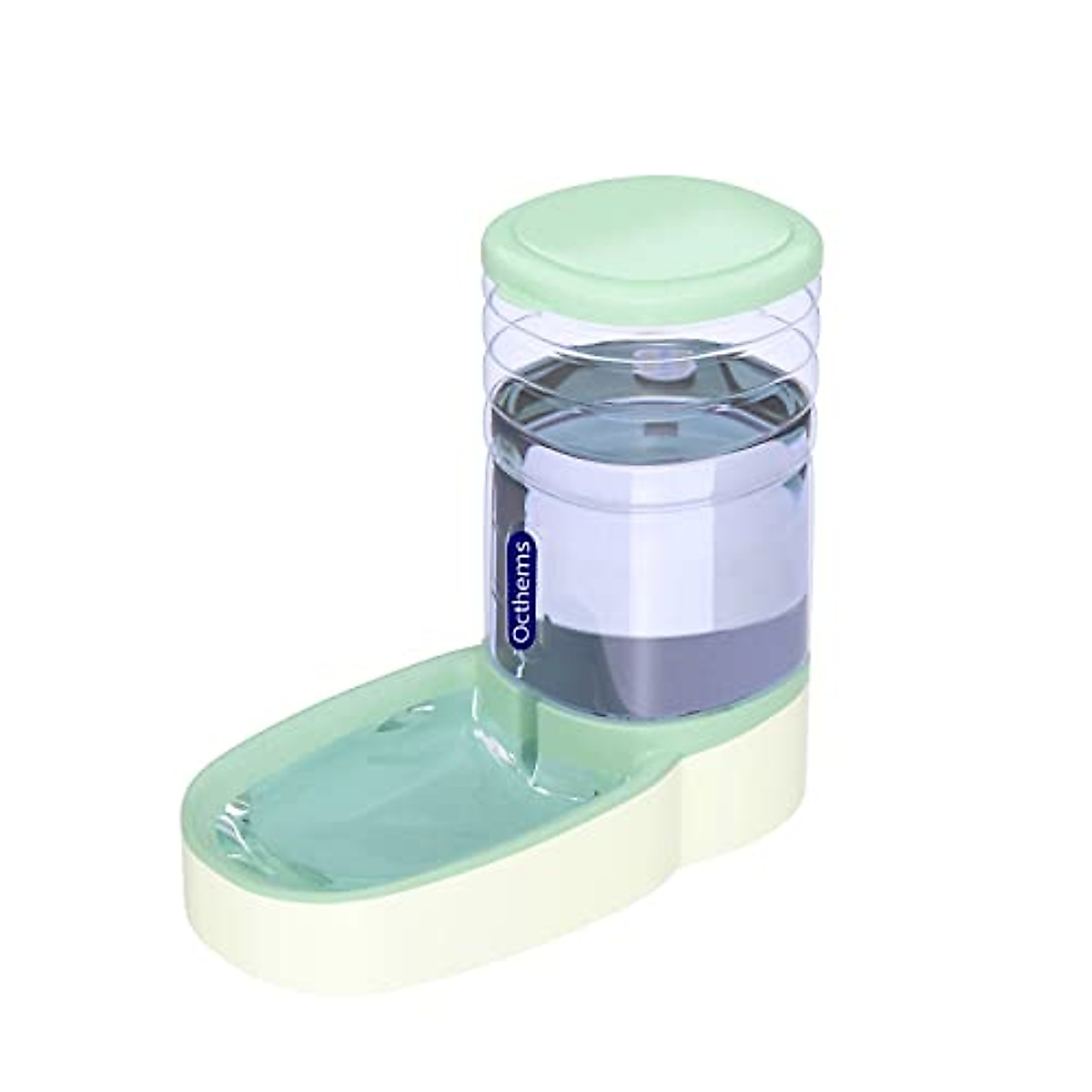 Octhems Automatic pet Water Dispenser Automatic cat Water Gravity Dog Water 1 Gallon Double Bowl Design, Suitable for Small and Medium-Sized Dogs and Cats (Green -Water )