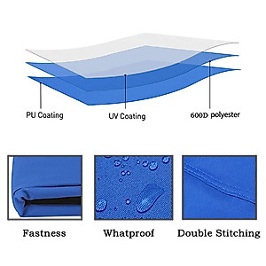 LIKE RAIN Bimini Top Fabric Replacement Canvas Canopy,3 Bow Bimini Top Cover for Boat with Storage Boot,600 D Anti-UV Waterproof Bimini Top Canopy Without Frame,Blue,6'x46x55-60inch