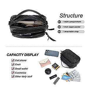 Small Crossbody Purses for Women PU Leather Quilted Cross Body Bag and Satchel Handbags with Top Handle