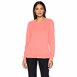 Amazon Essentials Women's French Terry Fleece Crewneck Sweatshirt (Available in Plus Size), Coral Pink, X-Large