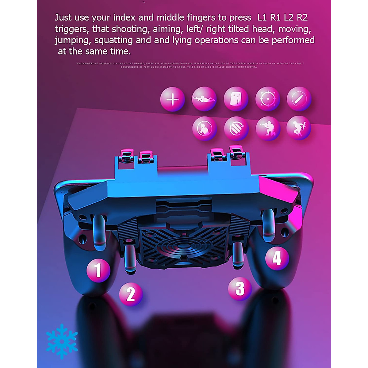 TEESSO Wired Mobile Phone Controller, Phone Cooler, PUBG Triggers Fast Cooling Fan, 6 Fingers Grip Gamepad, Trigger Phone Game Radiator, Fits for PUBG/Fortnite/Rules of Survival Game/COD