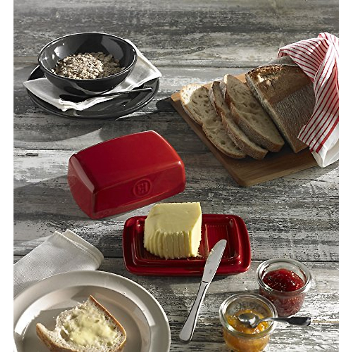 Emile Henry 6.5" x 4.75" x 2.75" Butter Dish | Burgundy