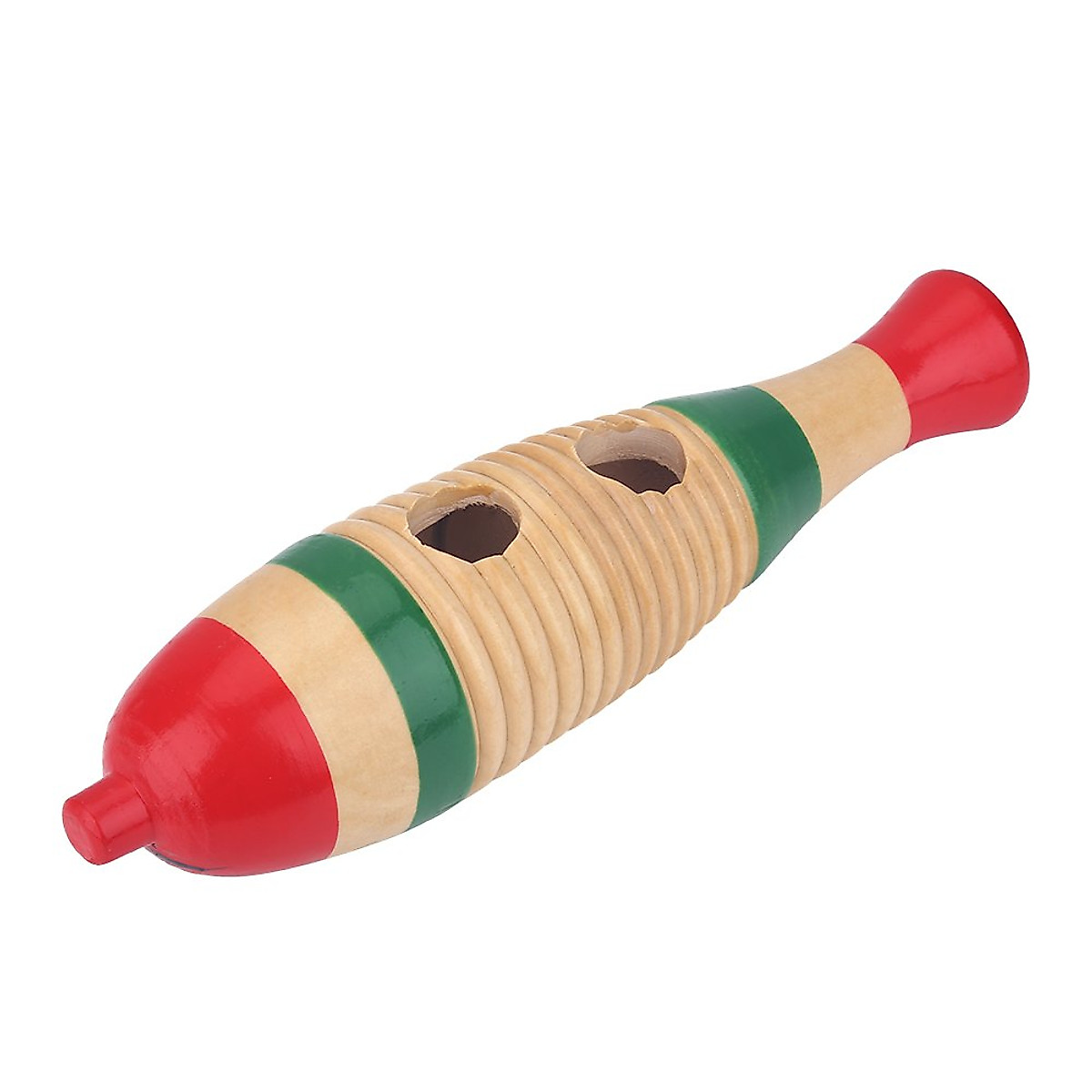 Bnineteenteam Fish-Shaped Wooden Guiro Percussion Instrument with Scraper