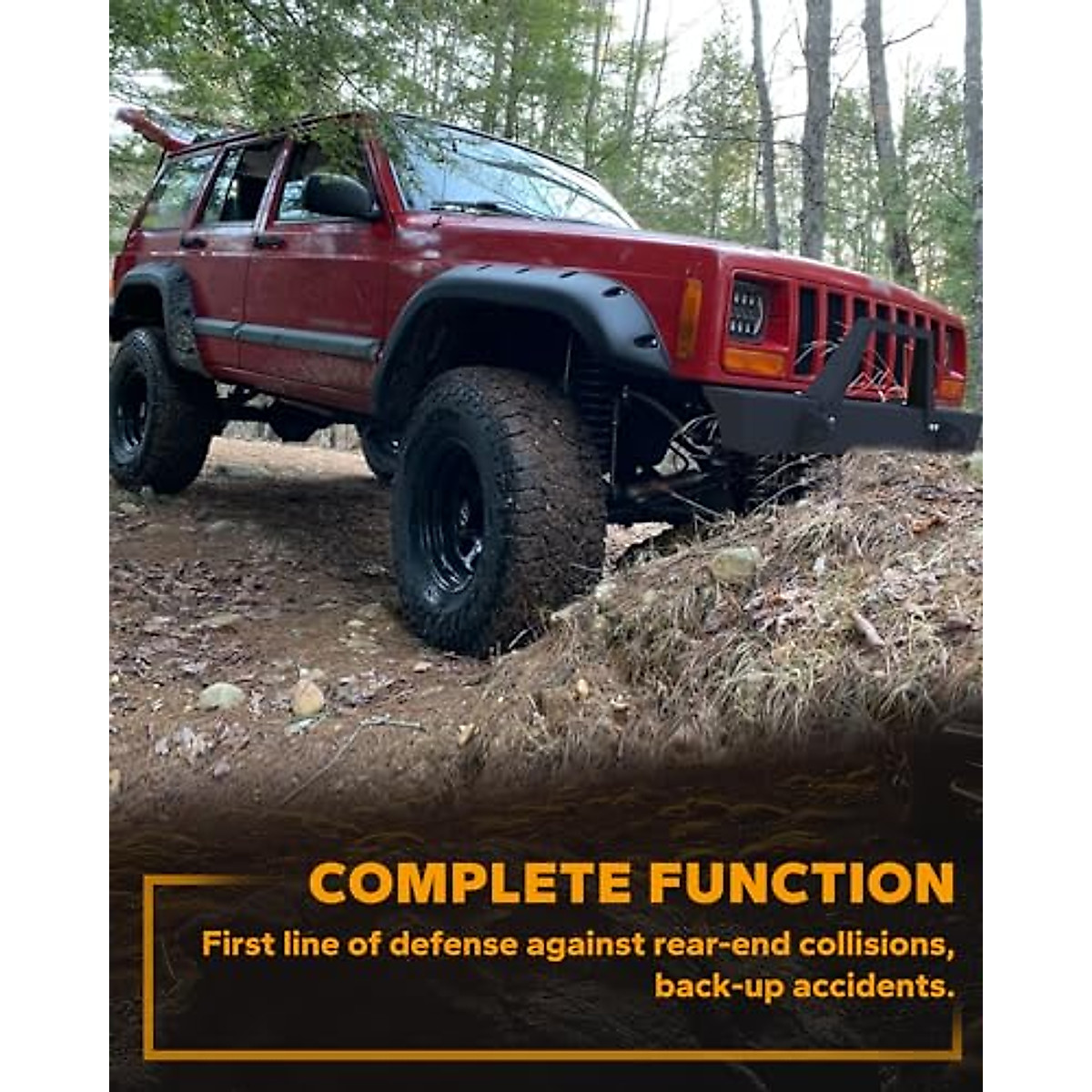 Autoholic Front Bumper & Rear Bumper Kit Fit for 1984-2001 Jeep Cherokee XJ with Hitch Receiver D-rings