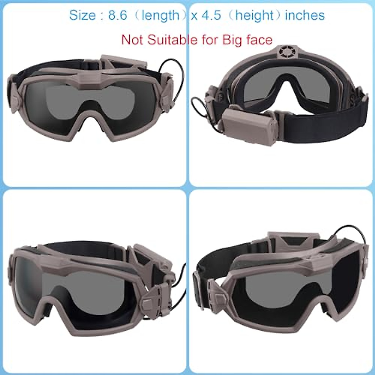 XImybst Airsoft Goggles Anti Fog, Tactical Goggles with Fan and Interchangeable Lens, Military Shooting Safety Goggles & Glasses for Cycling Paintball Hunting Motorcycle (DE)