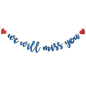 Dalaber We Will Miss You Banner for Retirement,Farewell Party,Going Away Party Decorations - Goodbye Themed Party Decoration Supplies - Blue