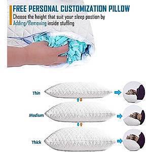 Shredded Memory Foam, Sleeping,Bed Pillows Queen Size Set of 2 Pack Cooling Adjustable,Good for Side and Back Sleeper with Washable Removable Bamboo Cover