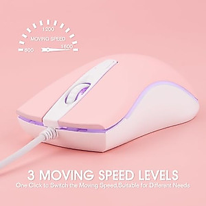 Rii Wired Mouse, USB Computer Mouse,RGB Optical Office Mice for PC,Computer,Laptop,Desktop,Windows,Chromebook (Pink)