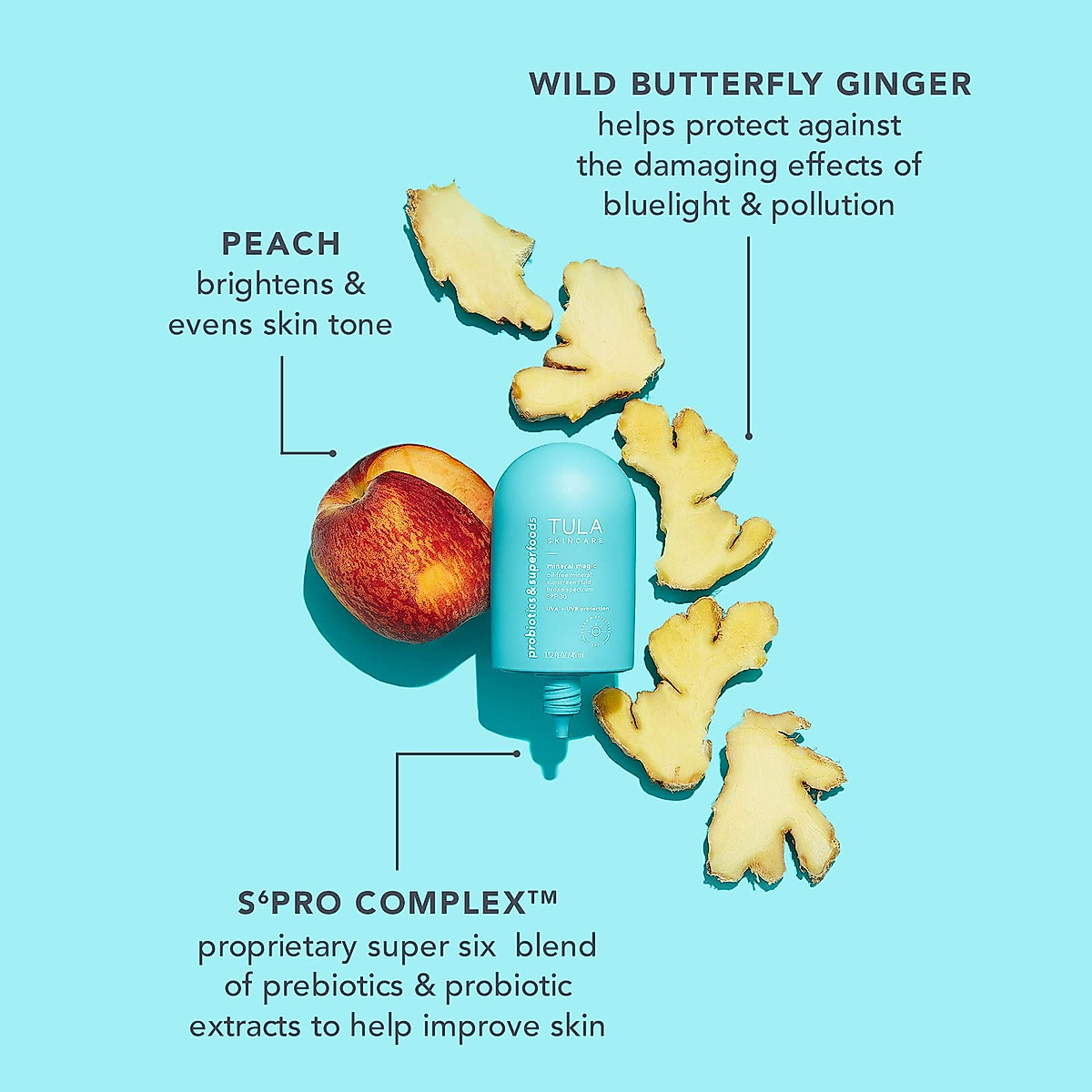 TULA Skin Care Mineral Magic - Mineral Sunscreen Fluid Broad Spectrum SPF 30 - Provides UVA + UVB Protection, Non-Greasy, Weightless Feel, 1.52 fl oz.