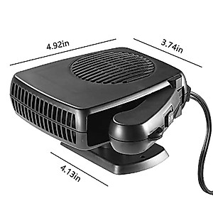 Car Heater Fan 12V 150W Car Defroster, 2 in 1 Portable Vehicle Electronics Car Windshield Defogger - Fast Heating & Cooling Fan, Black, 1 Pack