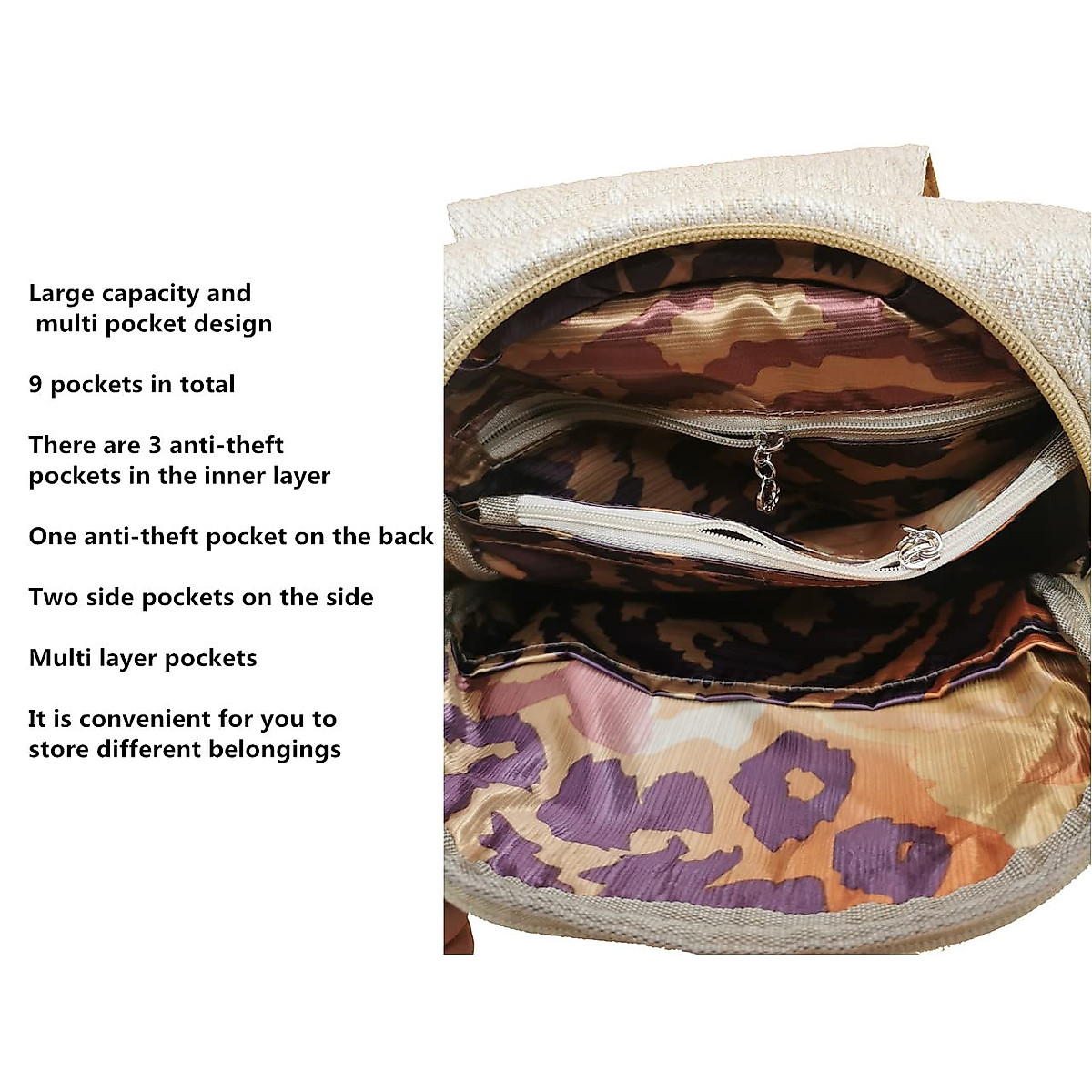 HUANGGUOSHU Backpack Purse for Women - Boho Style Small Convertible Sling Bag with Woven and Mushroom Design - Perfect Mini Backpack for Fashionable Hippie Ladies Cat