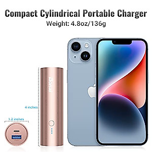 BONAI Portable Charger 5000mAh USB C Power Bank Small Cellphone Portable Power Bank for iPhone 14 13 12 11 X Samsung Huawei (USB A to USB C Charging Cable Included) (Rose Gold)