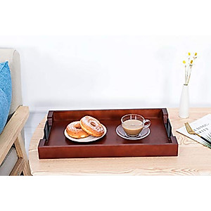 Large Ottoman Tray with Handles - Wooden Serving Trays for Ottomans - Farmhouse Tray for Ottoman - Wood Trays for Coffee Table - Wood Tray Ottoman Trays Home Decor - Rustic Wood Tray