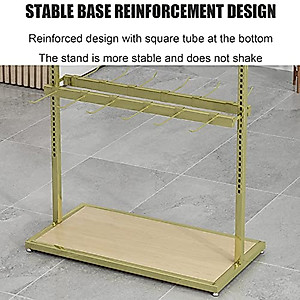 Retail Shelves Clothing Store Display Fixture, Mall Exhibition Accessory Organizer Rack with Hooks, Garment Hanger Floorstanding Jewelry Holder Keyring Shelf Sock Storage Stand, Hangbag Purse Rack