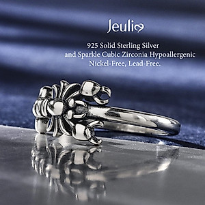 Jeulia Sterling Silver Ring for Women Men Boys Lobster Shape Design Band Art Deco Vintage Gothic Wedding band Anniversary Promise Jewelry With Gift Box (Sideways Lobster, 6.5)