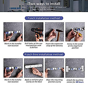 SPEENSUN Mop Rack Wall Mount-15''Stainless Steel Heavy Duty Broom and Mop Holder Wall Mounted -Broom Hanger With 3 Racks and 4 Hooks For Closet Broom Organizer-Mop Hanger Wall Mount-Broom Rack