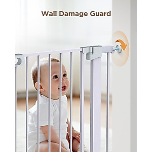 Ciays 29.5” to 46” Safety Baby Gate, Extra Wide Auto-Close Dog Gate for Stairs, Easy Walk Thru Indoor Pet Gate for Doorways and Rooms, White Child Gate Easy Pressure Mounted Installation