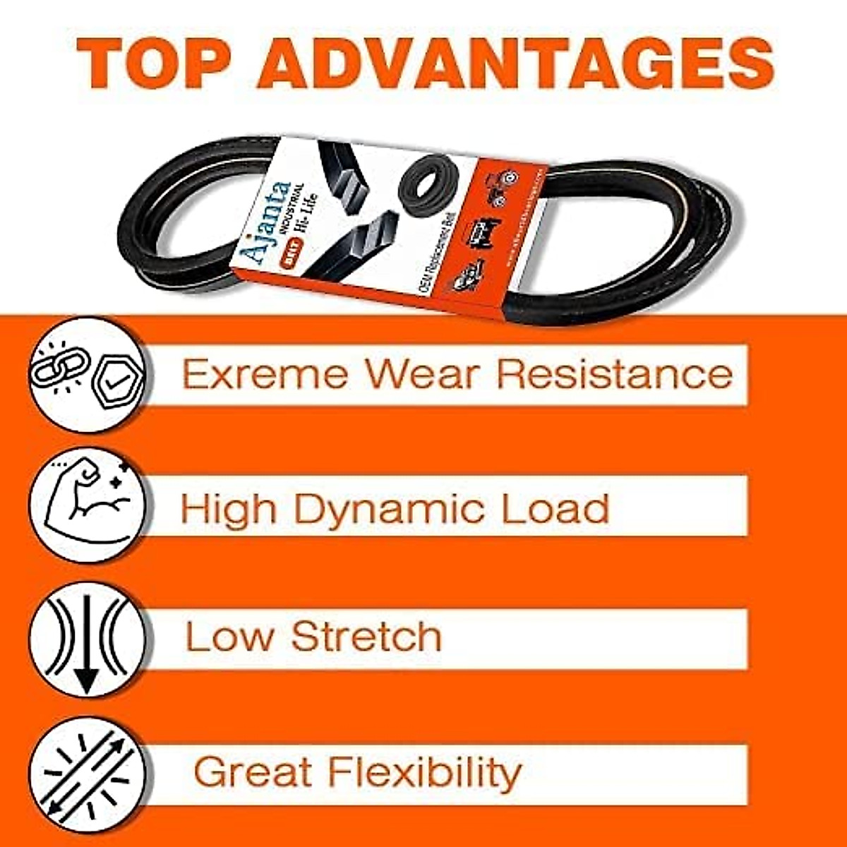 Ajanta OEM Replacement Belt (5/8x42) 112-0305 Compatible MTD754-0468, 954-0468 MTDAutodrive Step-Thru Lawn and Garden Tractors, 1999 and Newer, Toro112-0305 ToroLX420, LX423, LX425, LX460 and LX500