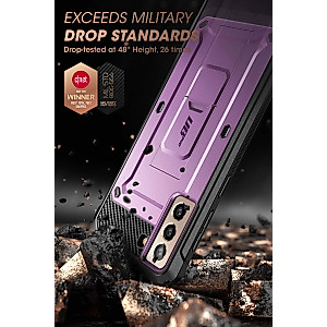 SUPCASE for Samsung Galaxy S21 5G Case with Satnd (Unicorn Beetle Pro), [Built-in Belt Clip] Heavy Duty Shockproof Protective Phone Case without Built-in Screen Protector for Galaxy S21, Violte