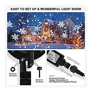 BETDET LED Outdoor Lights Christmas Snow Projector Lights, LED Snowflake Light Projection, IP65 Waterproof Snowfall Spotlight Lighting for Xmas Holiday Wedding Party Home Garden Landscape 11.24