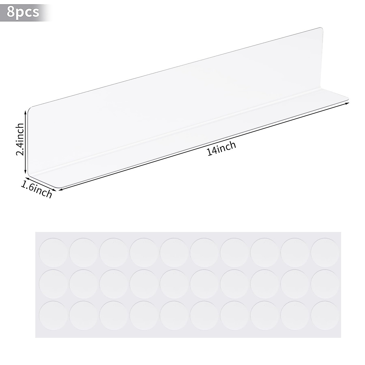 yeabwps 8 Pack Acrylic Under Couch Blocker, Adjustable Clear Blocker Bed Blocker with Strong Adhesive Prevent Things from Getting Under The Furniture (8, 2.4''High*14''Long)