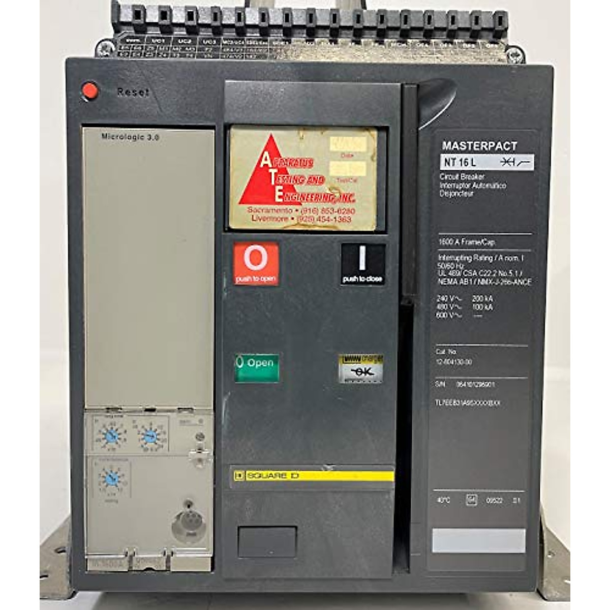 Square D NT16L 1600A Masterpact Circuit Breaker 12-804130-00 w/Shunt 1600 Amp