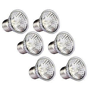 FIVEAGE 30W UVA UVB Bulb Basking Bulb Reptile Heat Lamp Basking Spot Bulb Small Sun Lamp for for Bearded Dragons,Lizard Reptiles and Amphibians-6 Pack