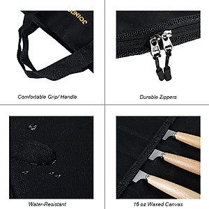 JOINDO Water Resistant Waxed Canvas Knife Bag with Durable Zipper, 5 Slots Professional Chef Knife Roll Bag with Handle, Heavy Duty Knives Pouch, 1 Pack