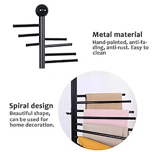 XIMSPHY Freestanding Scarf Display Rack, Metal Scarf Racks, Spiral Scarf Holder, Hijab Stand for Clothing Store Commercial Home, Space Saving Shelves (42x170cm/17x67in, Black)