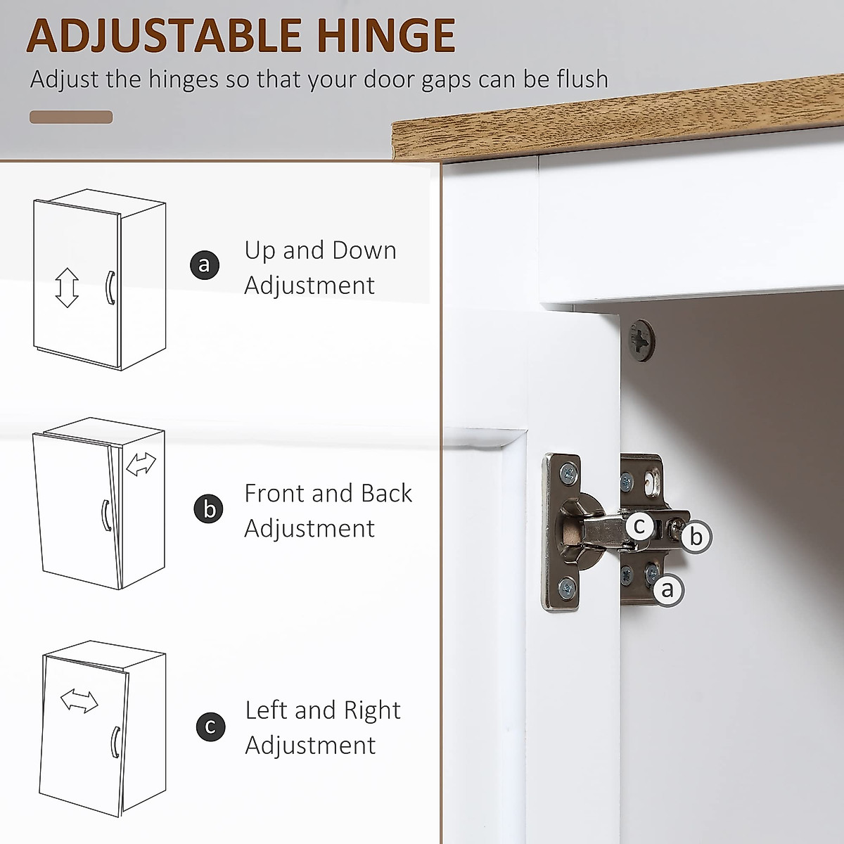 HOMCOM Kitchen Sideboard with Adjustable Shelves, Buffet Cabinet, Coffee Bar Cabinet with 3 Storage Drawers, White