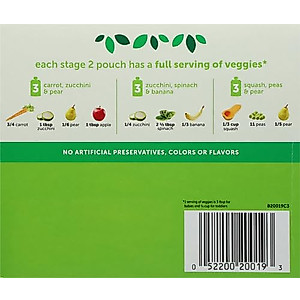 Beech-Nut Veggies Stage 2 Baby Food Variety Pack, 3.5 oz Pouch (9 Pack)
