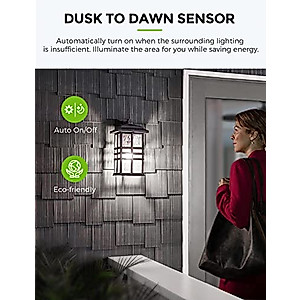 L LOHAS LED Dusk to Dawn LED Light Bulbs, 40W Equivalent LED Outdoor Lighting, Daylight 5000K, Automatic On/Off Outdoor Light, A19 6W Bright Porch Light Bulbs, 500LM E26 for Garage Patio, 4 Pack